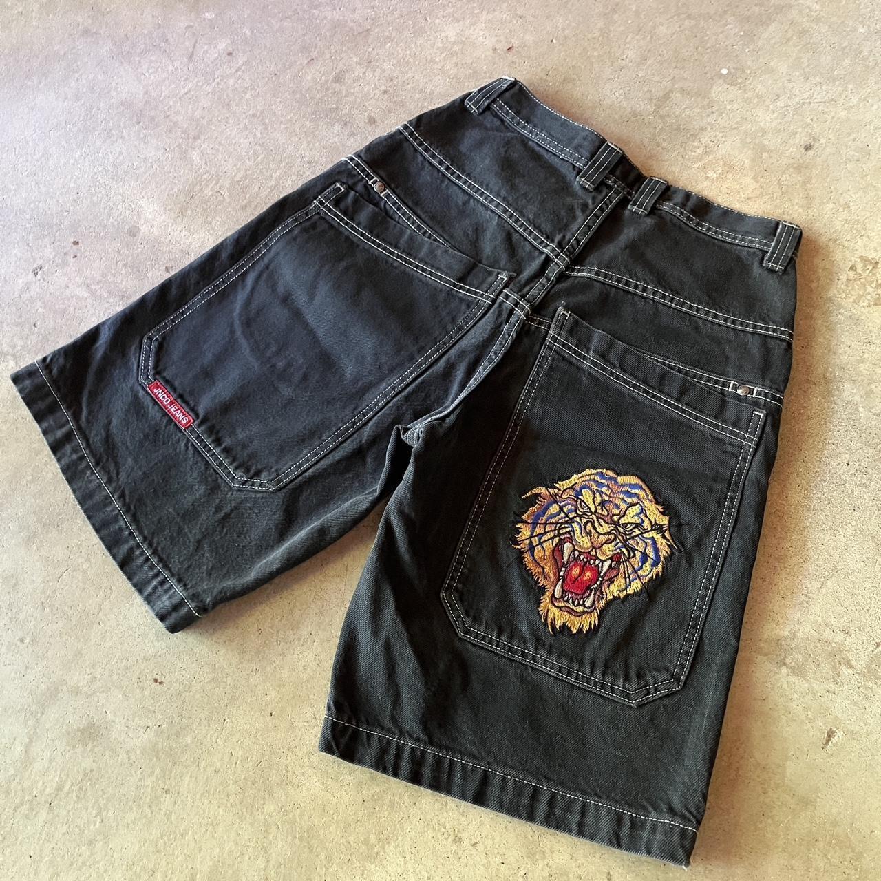 Rare black jnco jorts Sick tiger patch 🔥🔥 FITS... | Depop