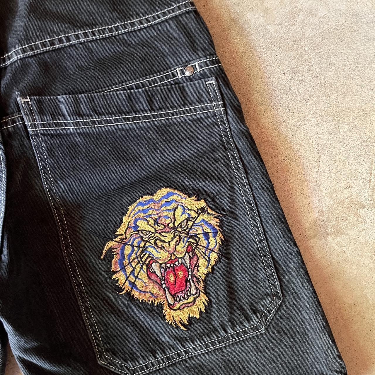 Rare black jnco jorts Sick tiger patch 🔥🔥 FITS... | Depop