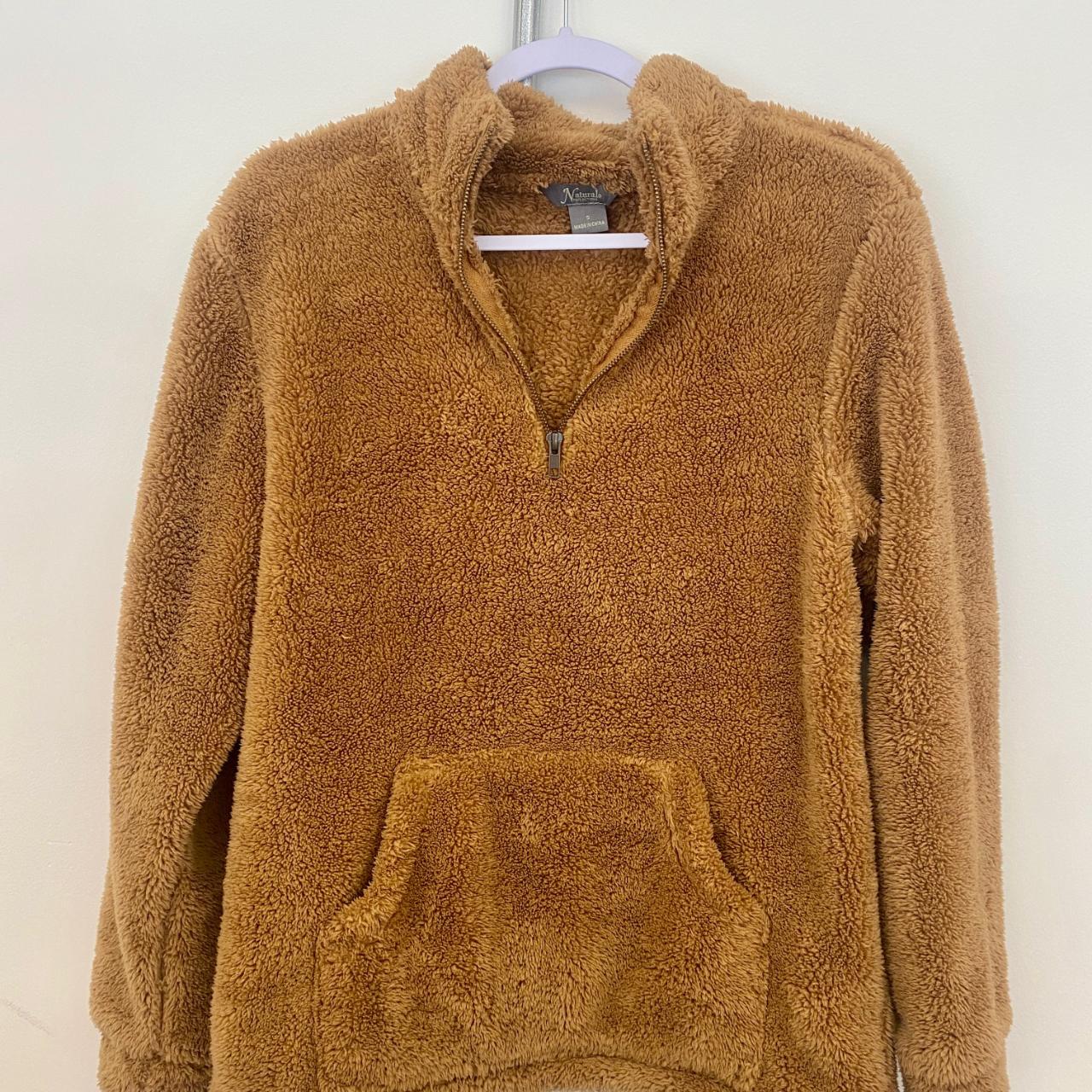 Fluffy brown teddy bear quarter zip sweatshirt - Depop