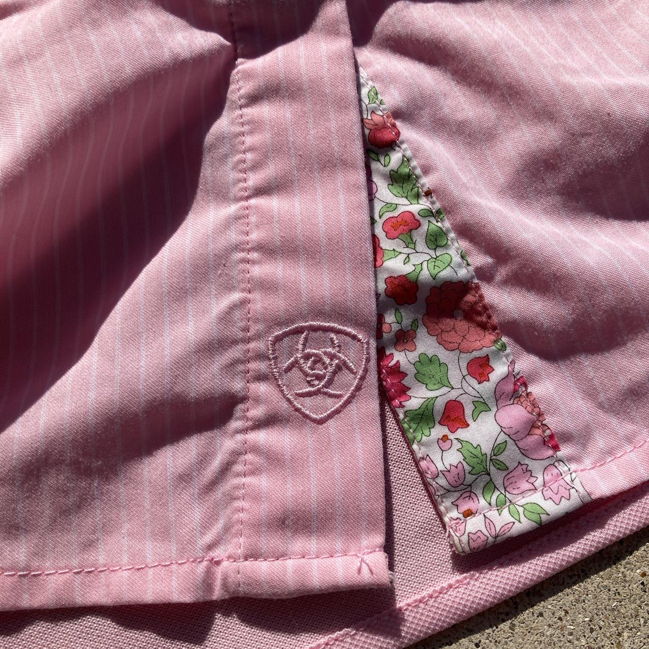 ARIAT pro series light pink and white pinstriped... - Depop