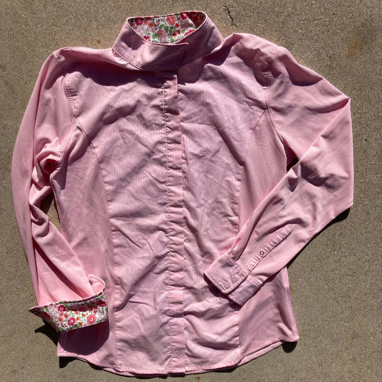 ARIAT pro series light pink and white pinstriped... - Depop