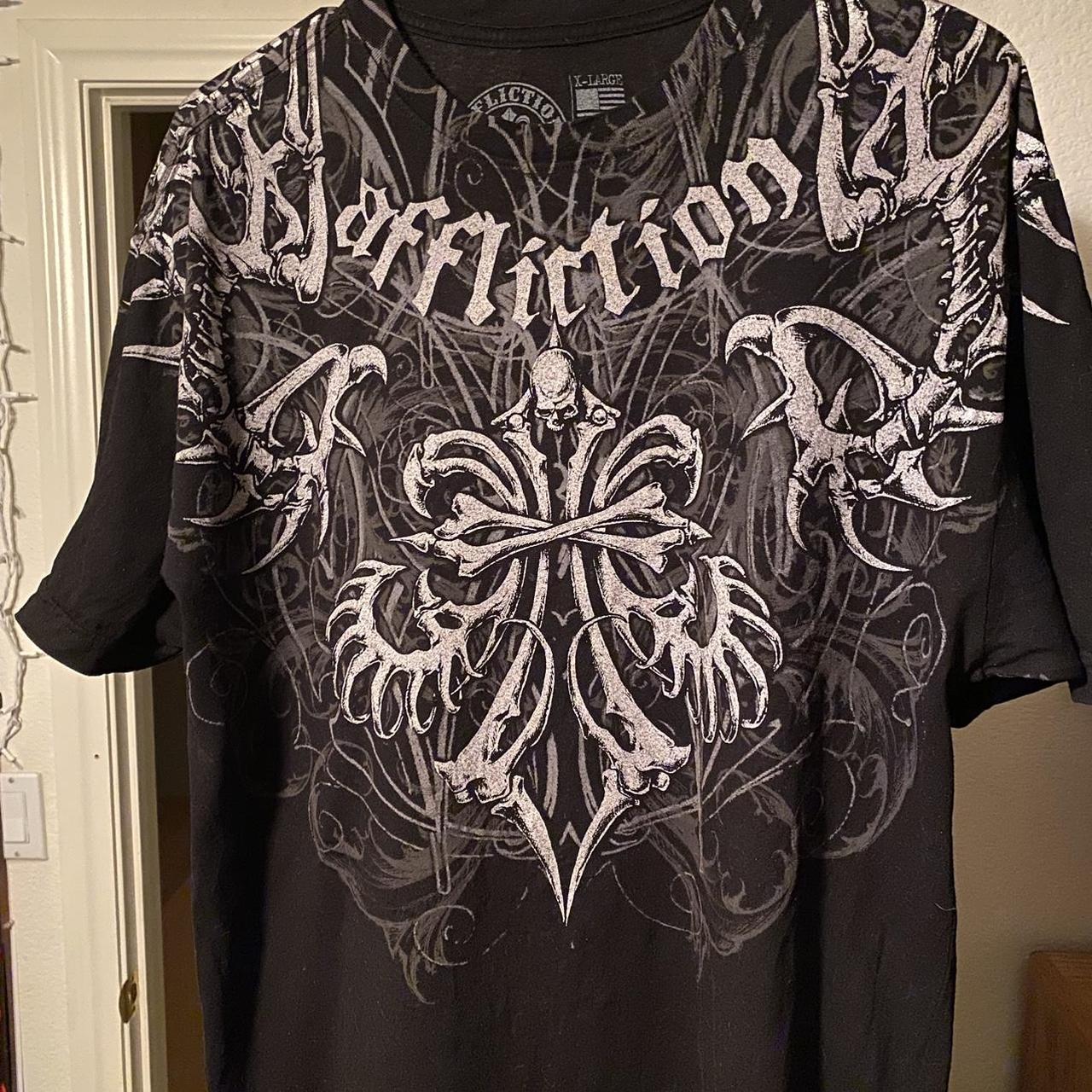 affliction skeleton tee X-Large perfect condition... - Depop