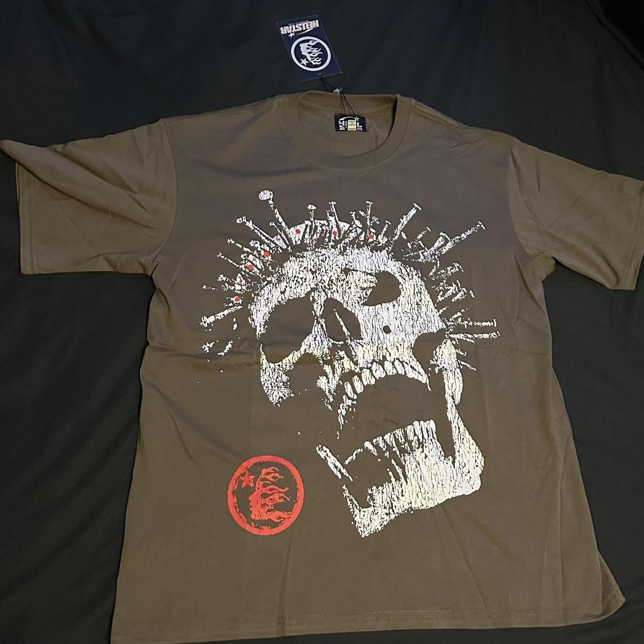Hellstar brown crowned skull tee •New condition... - Depop