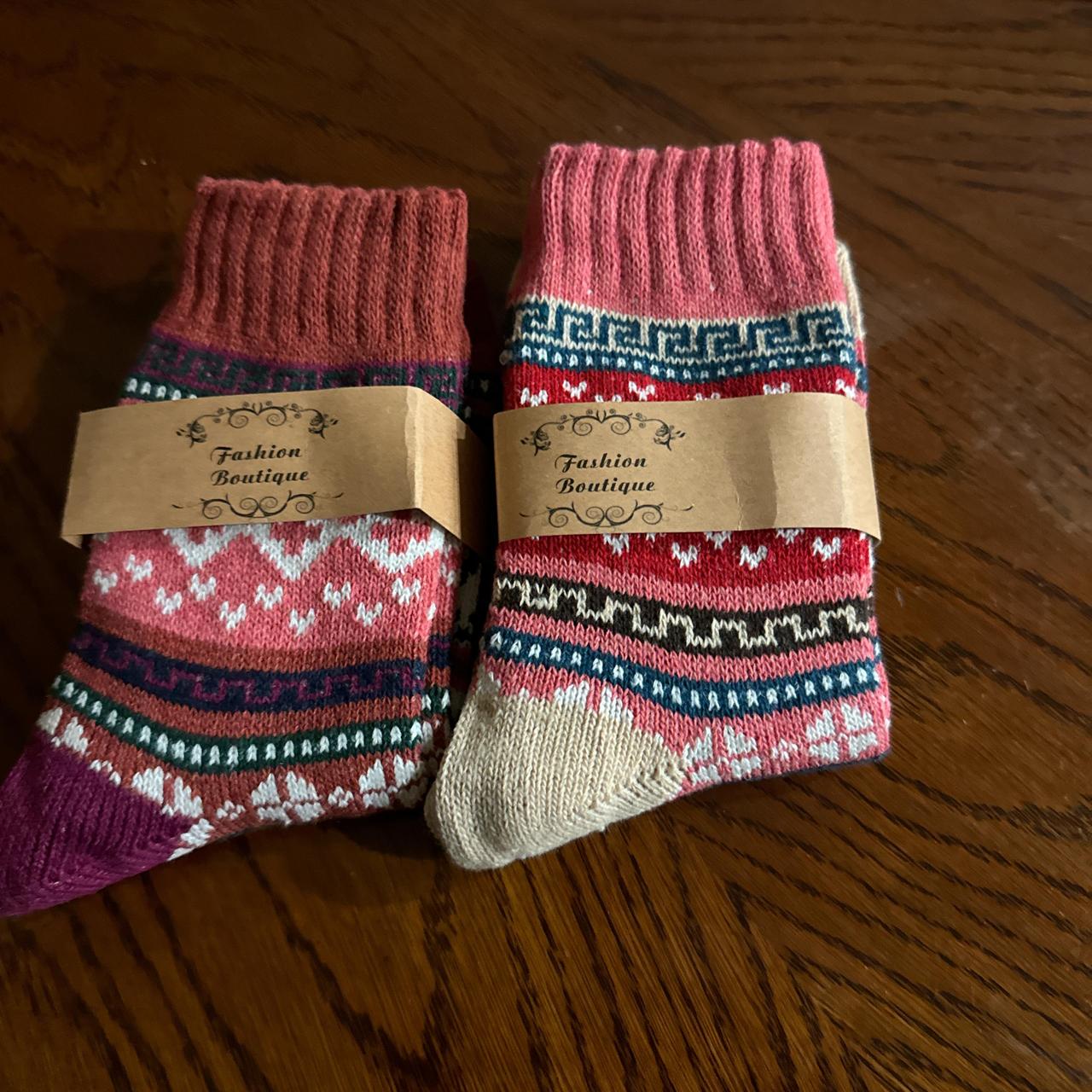 2 pair Adorable winter patterned socks, perfect for... - Depop