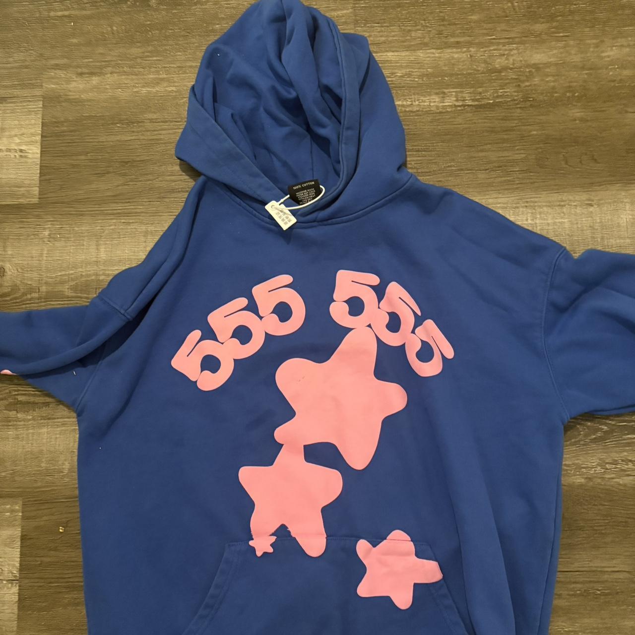 Blue and pink 555 sp5der hoodie #hoodie | Depop