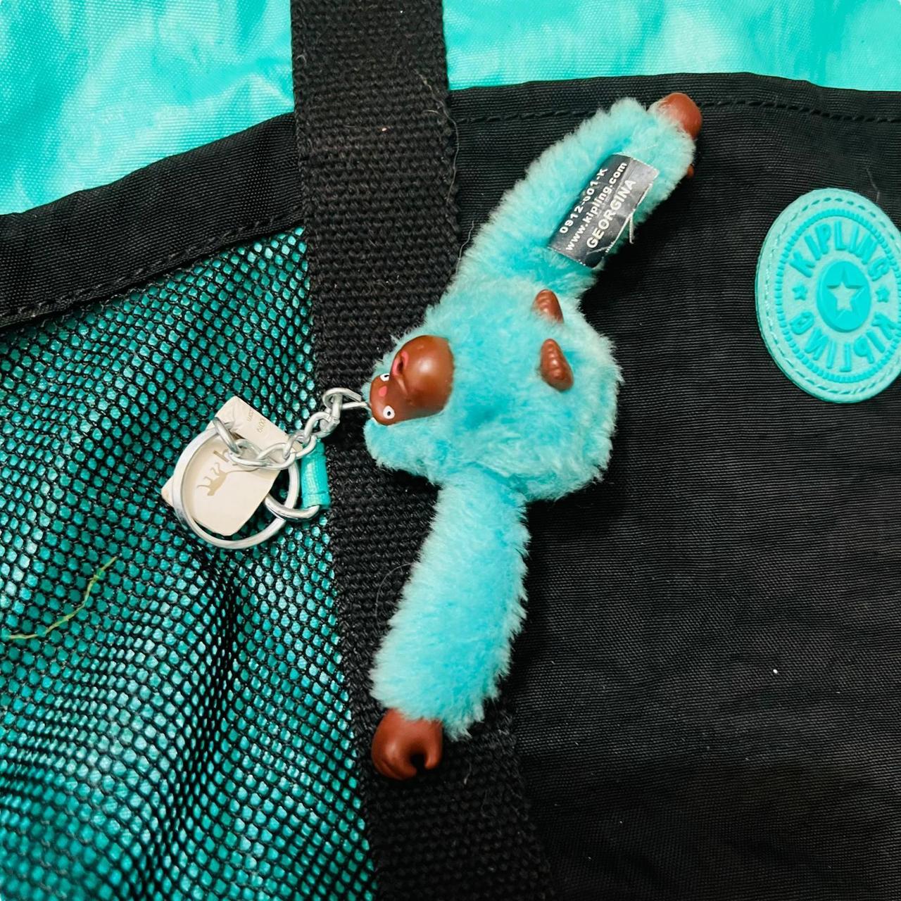 Kipling teal & black gym bag with keychain large... - Depop