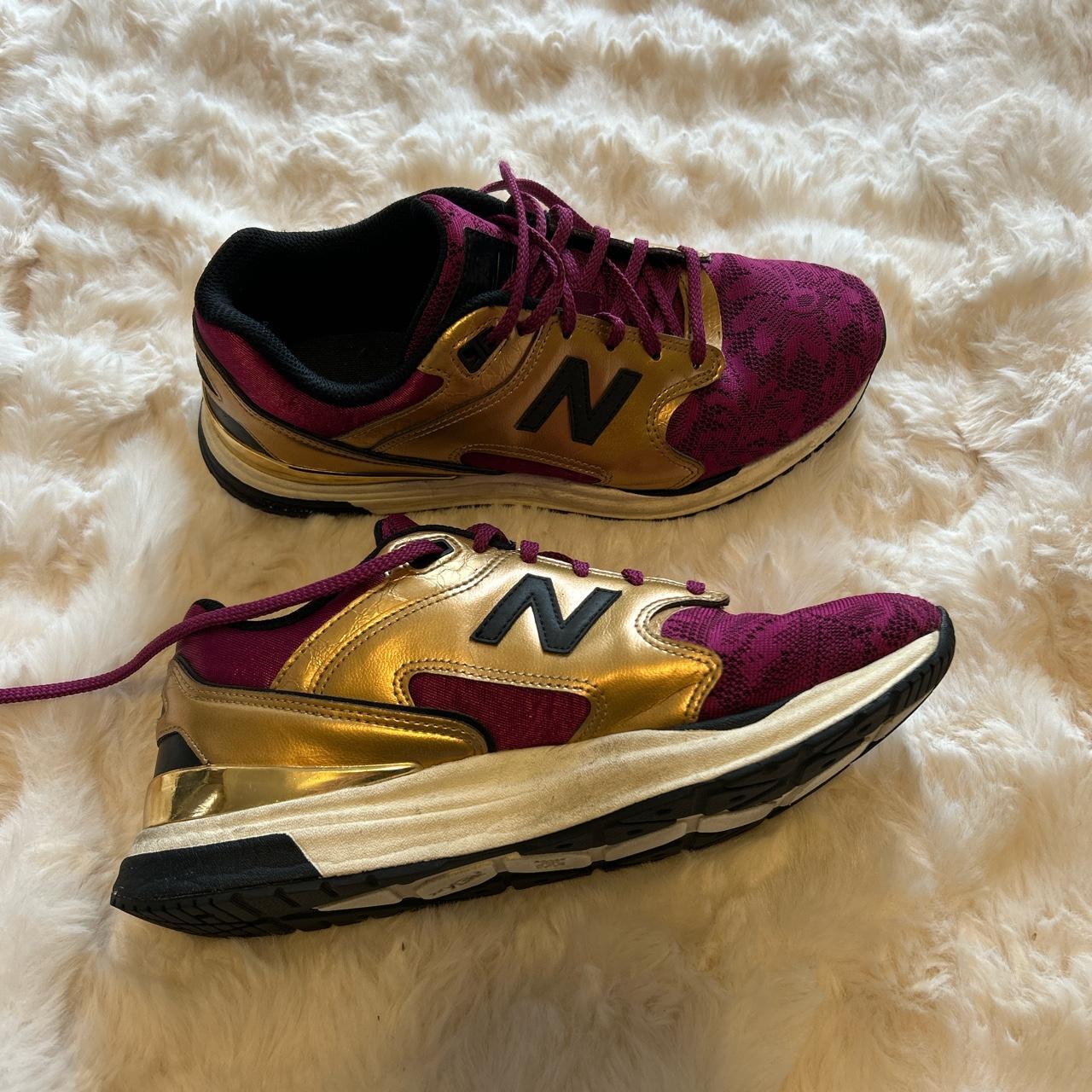 Women New balance size 7.5 gold and fuchsia lace... - Depop