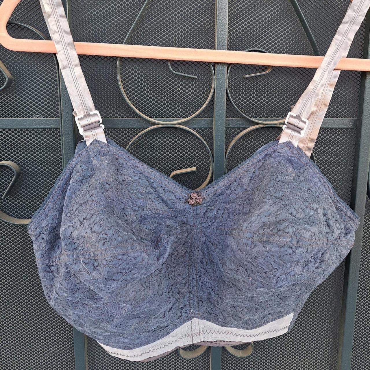 1950s Blue - Gray Longline Bullet Bra in Deadstock... | Depop