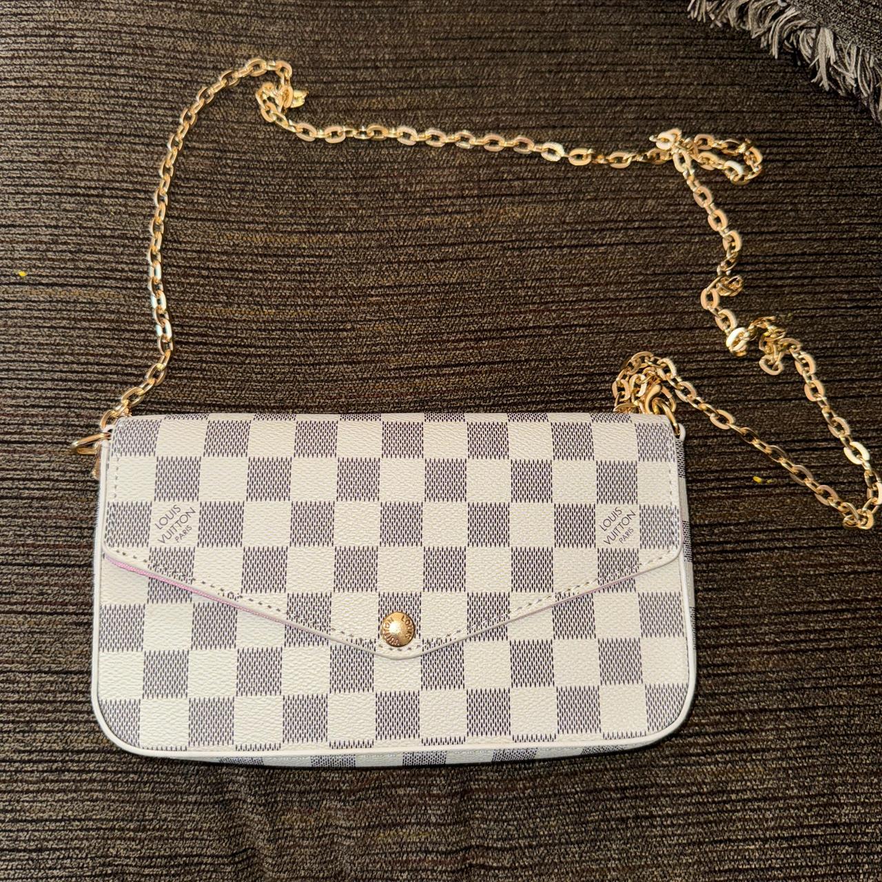 louis vuitton pink inside shoulder bag with wallet -... - Depop