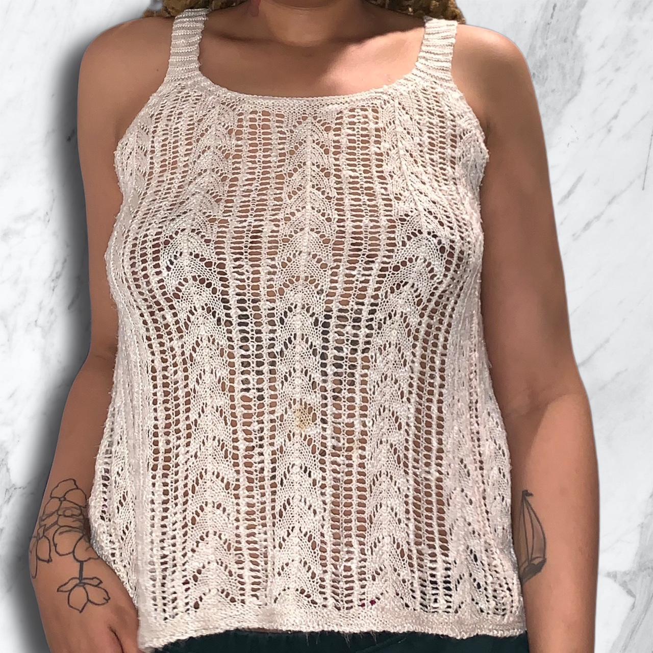 Crochet/knit tank top or cover up. I love layering... - Depop