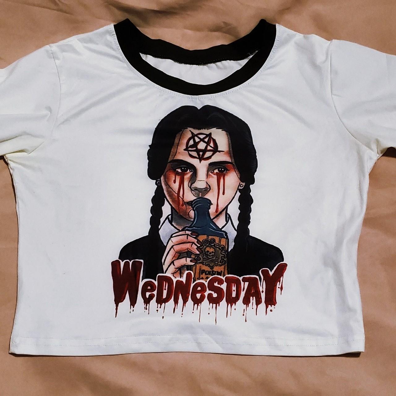 Wednesday Addams crop top #goth #emo #grunge... - Depop