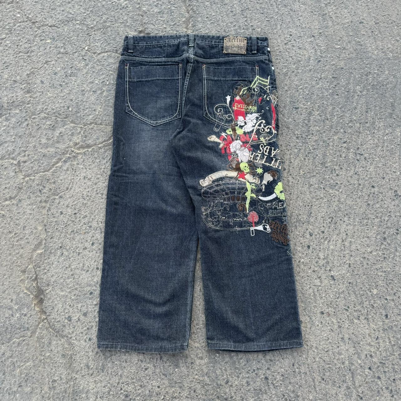 Crazy Rare Artful Dodger Jeans Fire embroidery Dm... - Depop