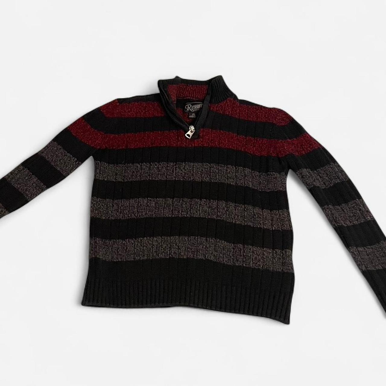 Retrofit black and red striped sweater | Depop