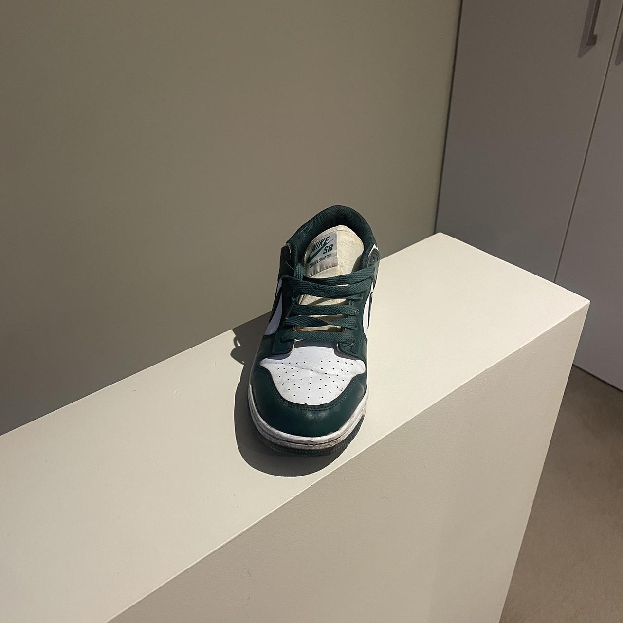 White and Green low pro dunks size uk7 great... - Depop