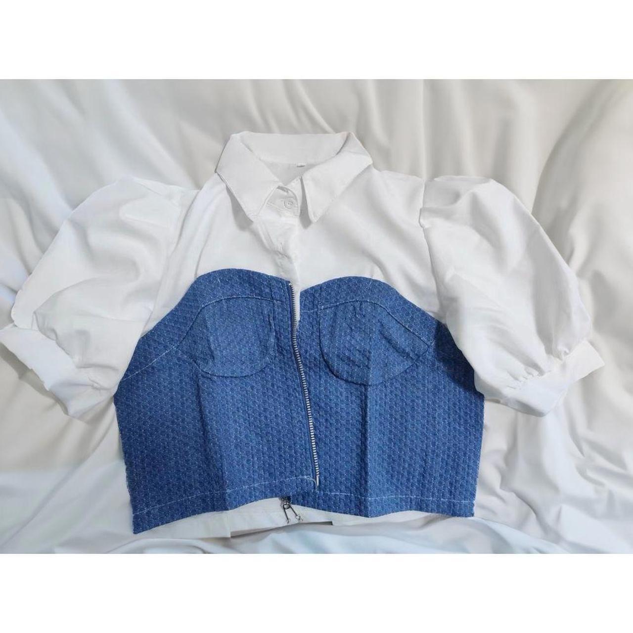 Vintage Y2K Puff Sleeve Cropped Shirt Length:... - Depop