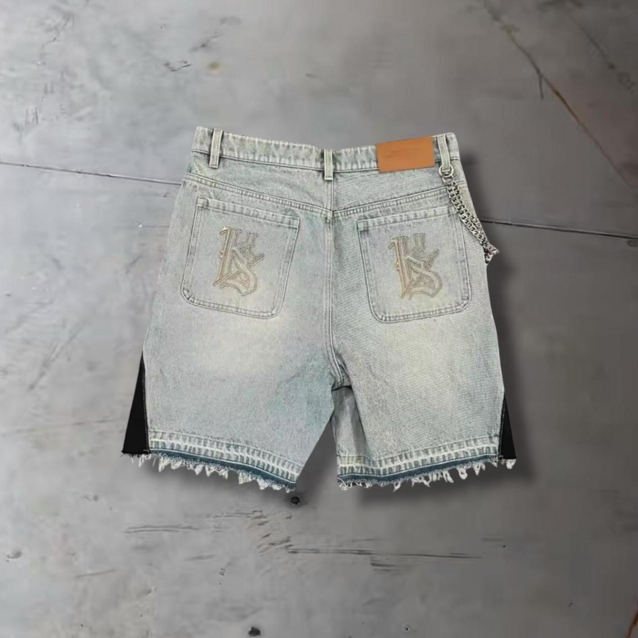 Denim patchwork jorts Small: 28 Medium: 29 Large:... | Depop