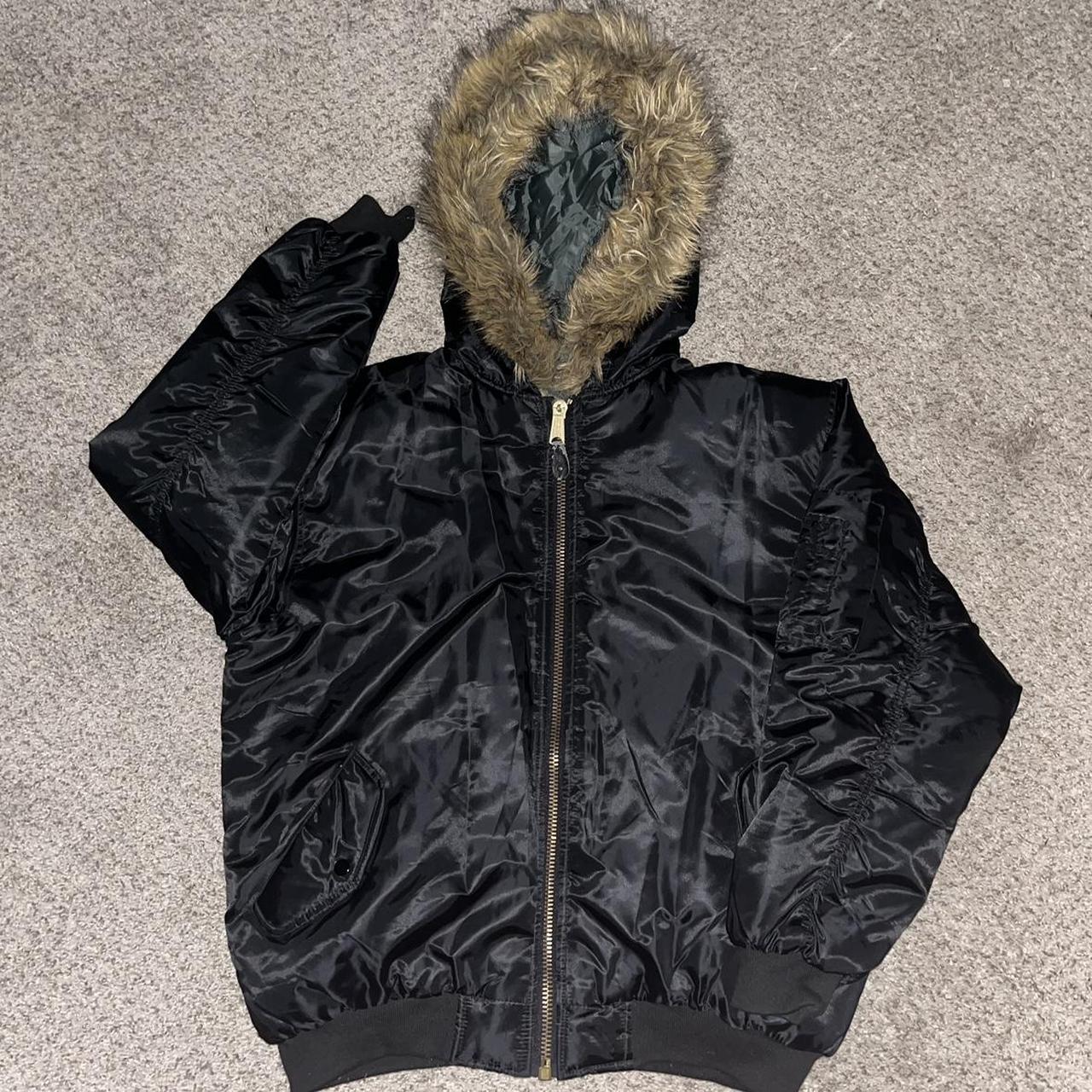 red fox brand fur hood puffer jacket size: L #y2k... - Depop