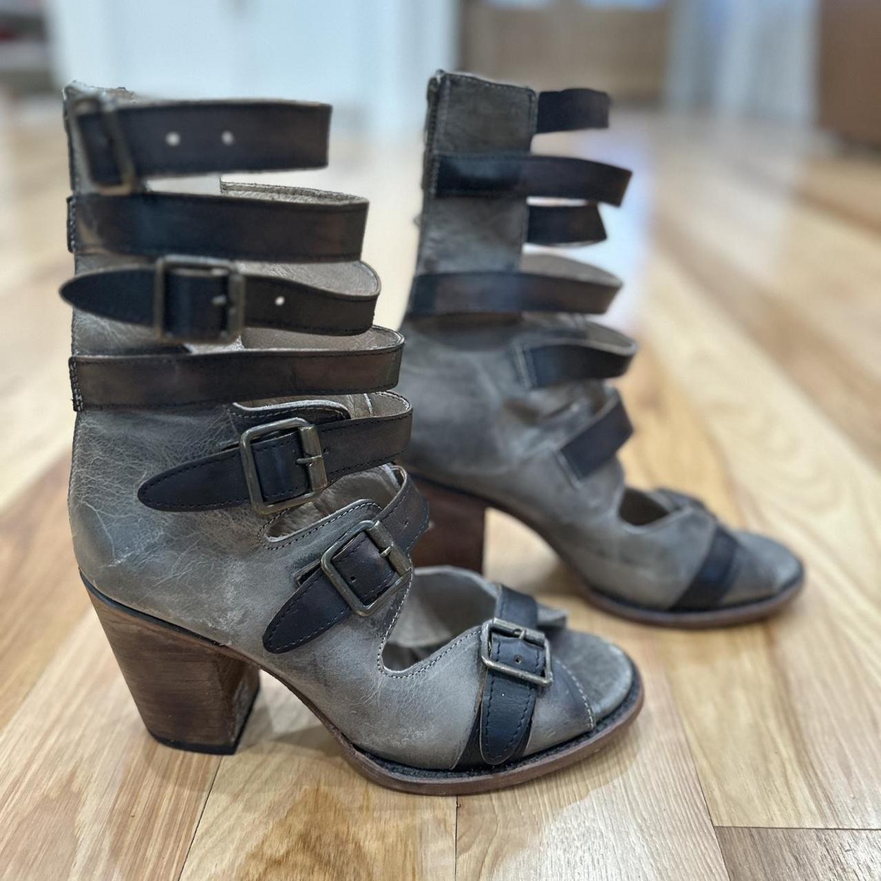 FREEBIRD by STEVEN - Bond Leather Strappy Zip-Up... - Depop