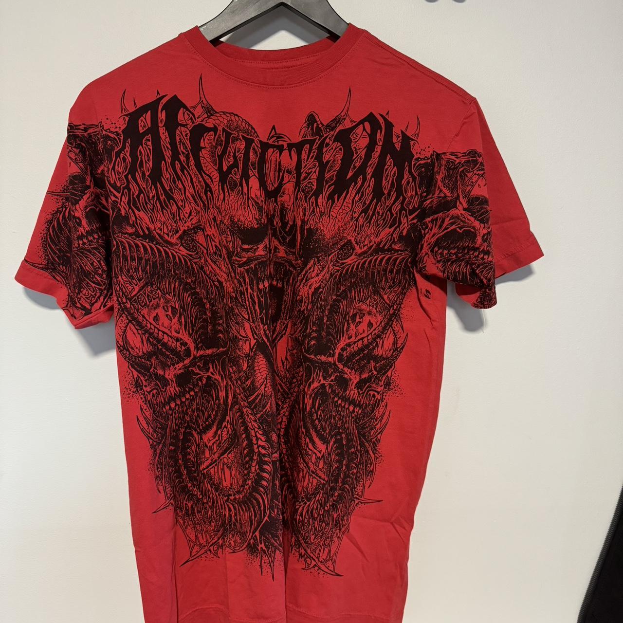 Affliction Caustic Abyss Red T-Shirt - Depop
