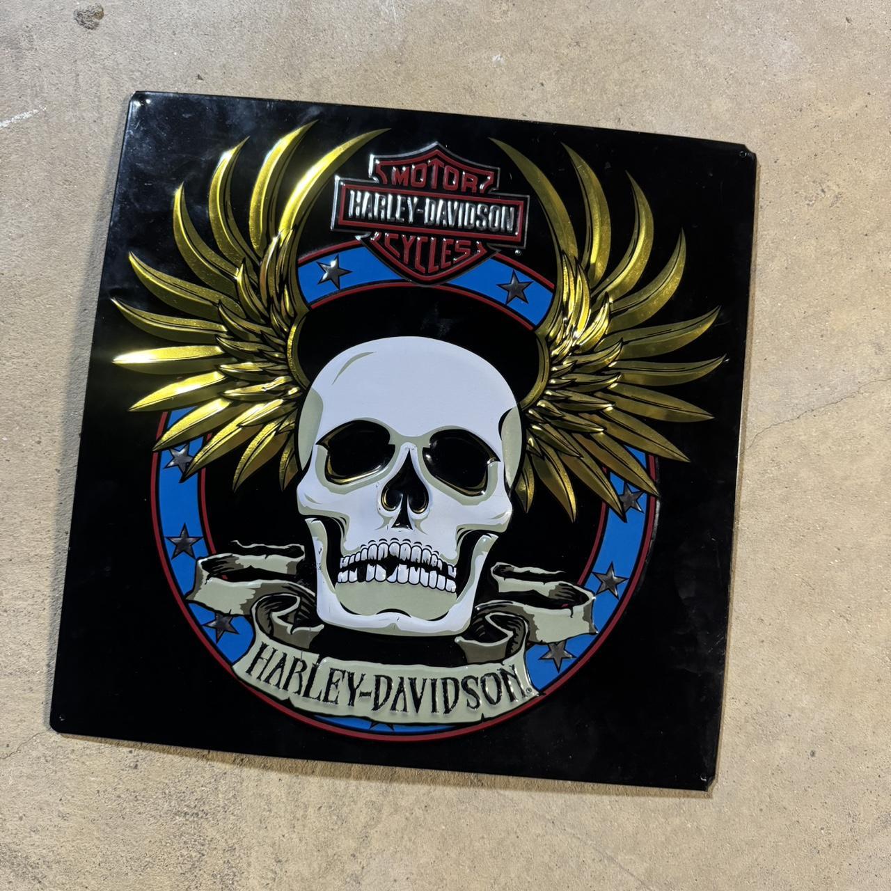 Harley-Davidson Bar & Shield Spade Skull Metal 3-d... | Depop