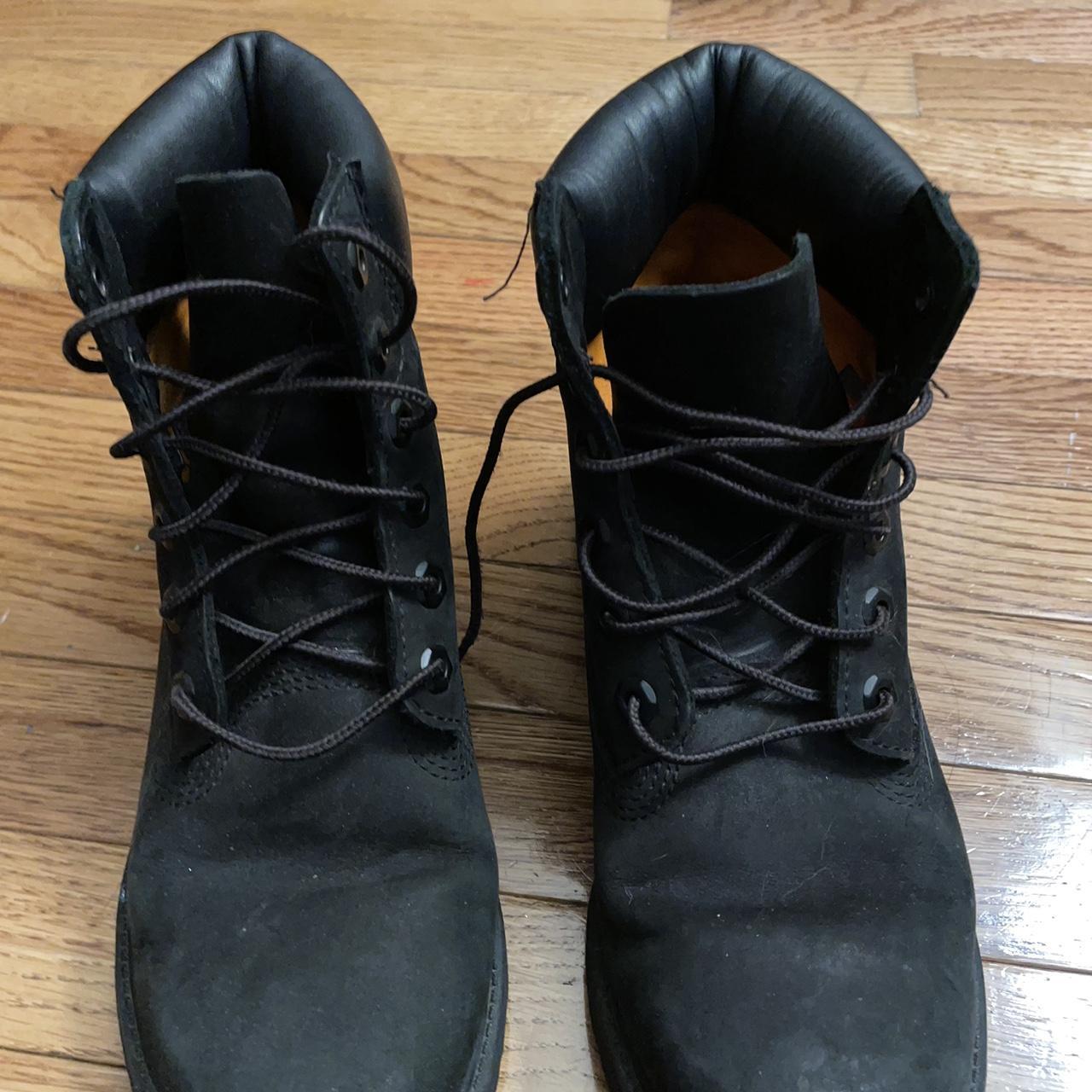 Black timberlands, Size 7M, they do have minor... - Depop