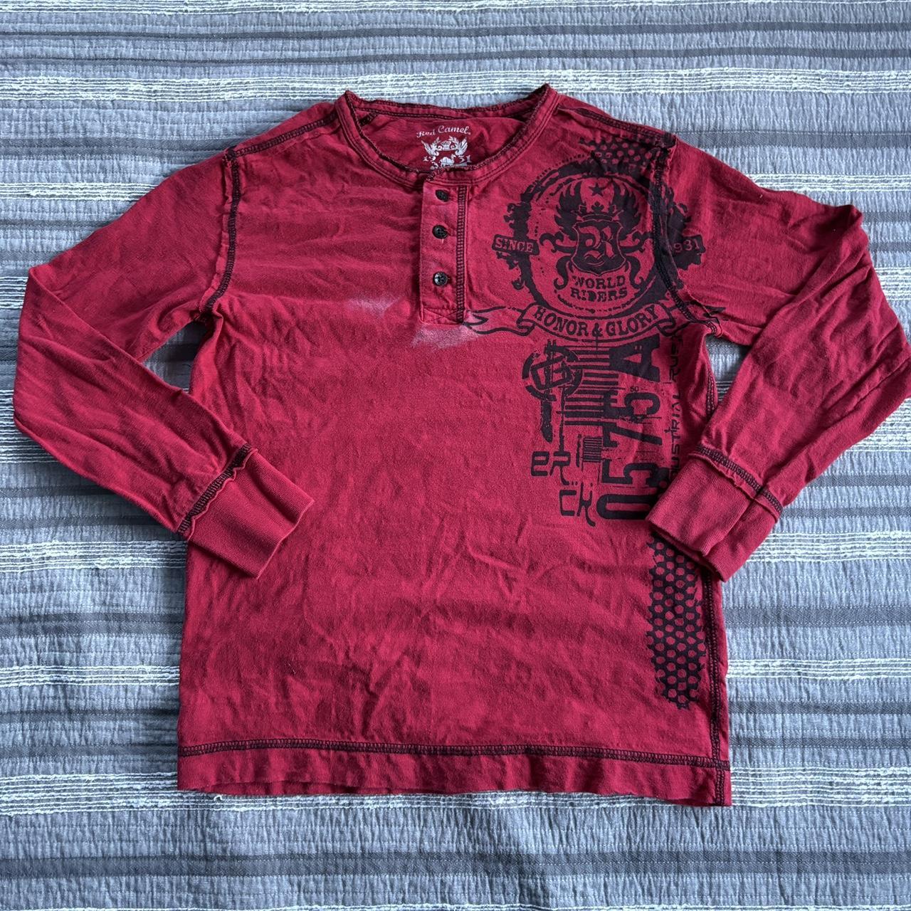 Y2K Grunge Red Camel longe sleeve Fits women’s... | Depop