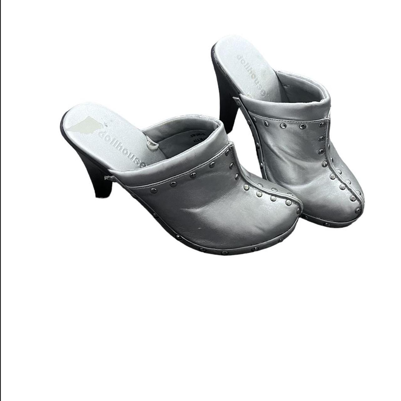 Silver Y2K Heel Clogs Size 8 #y2k #00s #vintage... - Depop