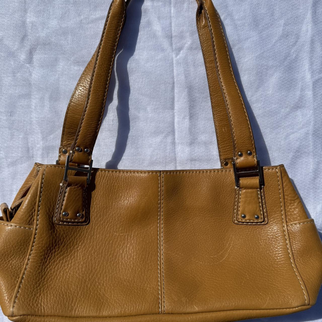 Vintage Fossil Tan Pebbled Leather Satchel Bag... - Depop