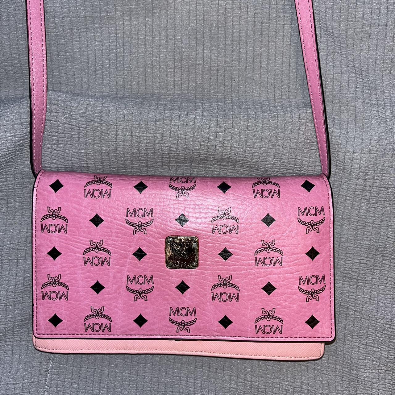 Pink MCM clutch crossbody Great condition, lots of... - Depop