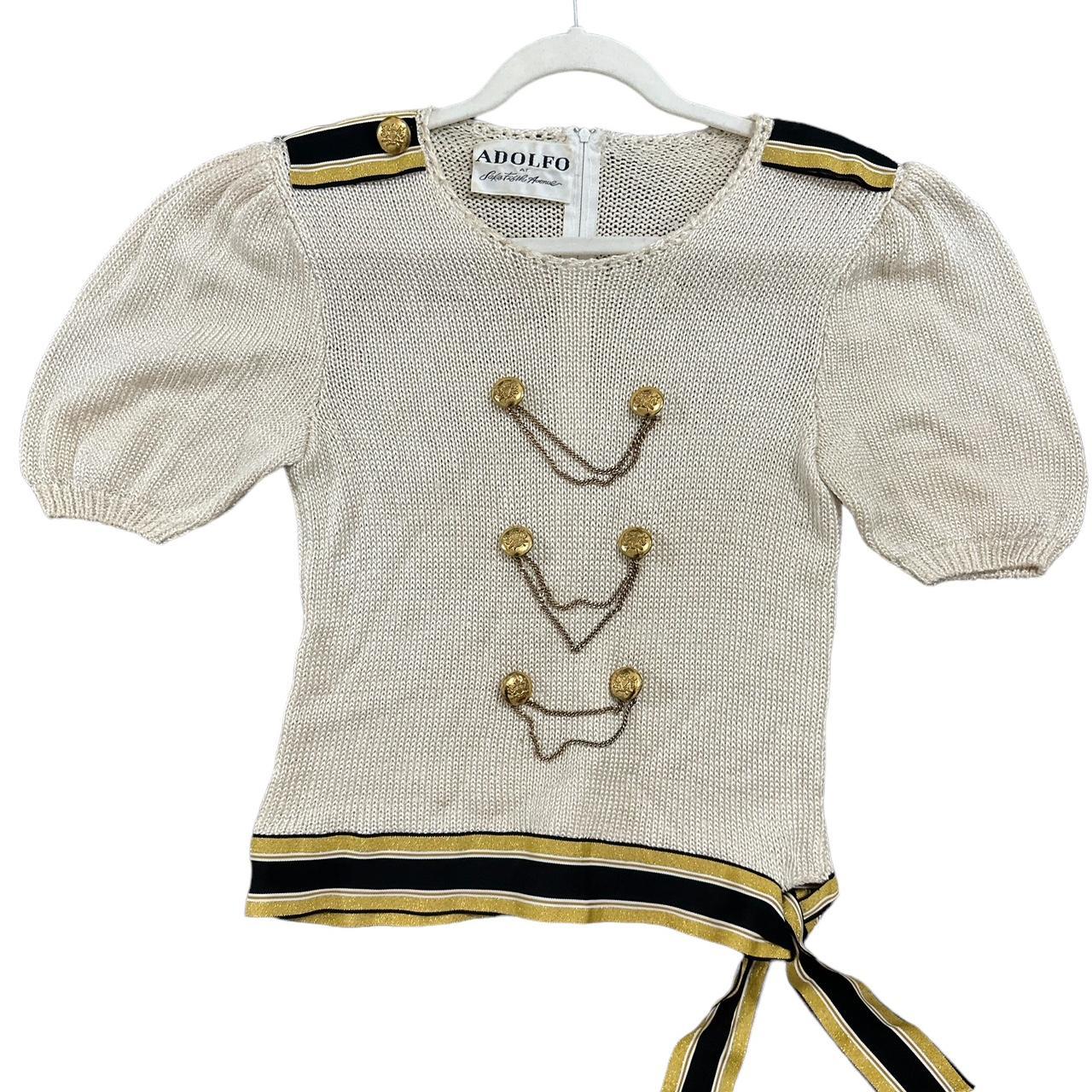 Vintage Adolfo at Saks Fifth Avenue Sweater with... - Depop