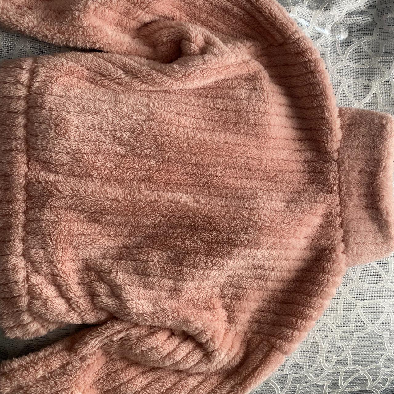 size S light pink coquette fluffy jacket with brown... - Depop