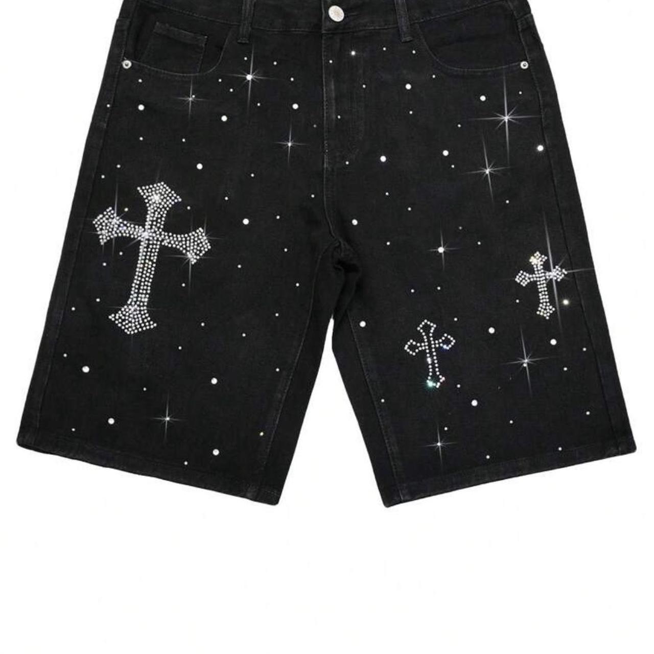 Men’s black graphic cross jorts | Depop