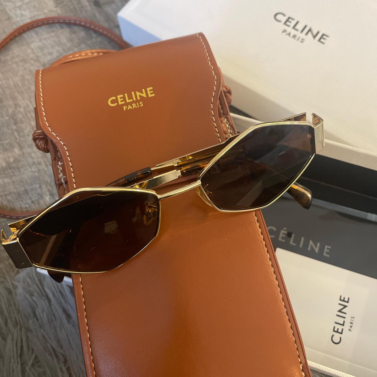 Brown celine sunnies comes with box and bag #celine... - Depop