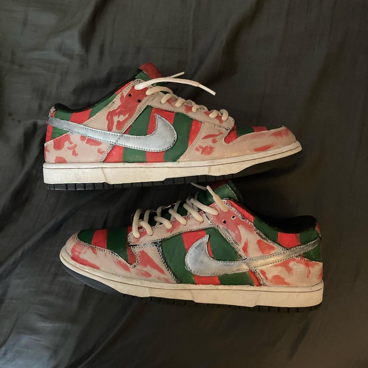 Hand-painted “Freddy” Custom Nike Dunks, worn a bit,... - Depop
