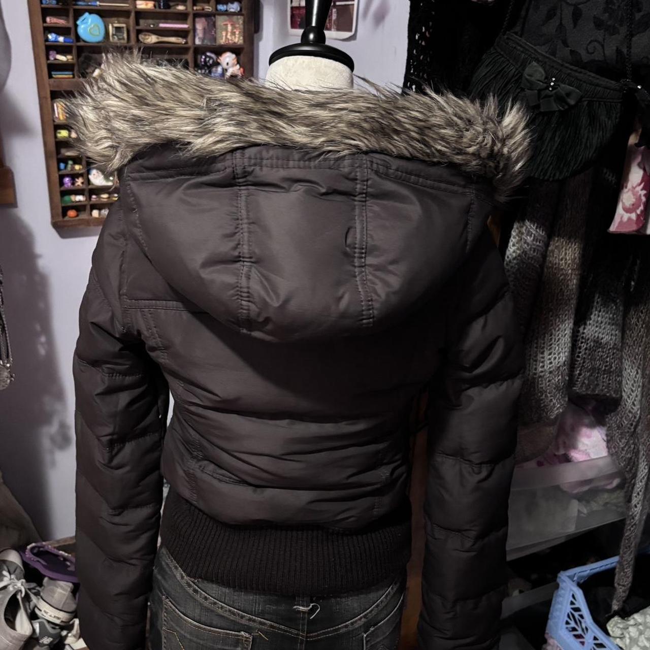 Vintage Brown Abercrombie Puffer Jacket With Fur... - Depop