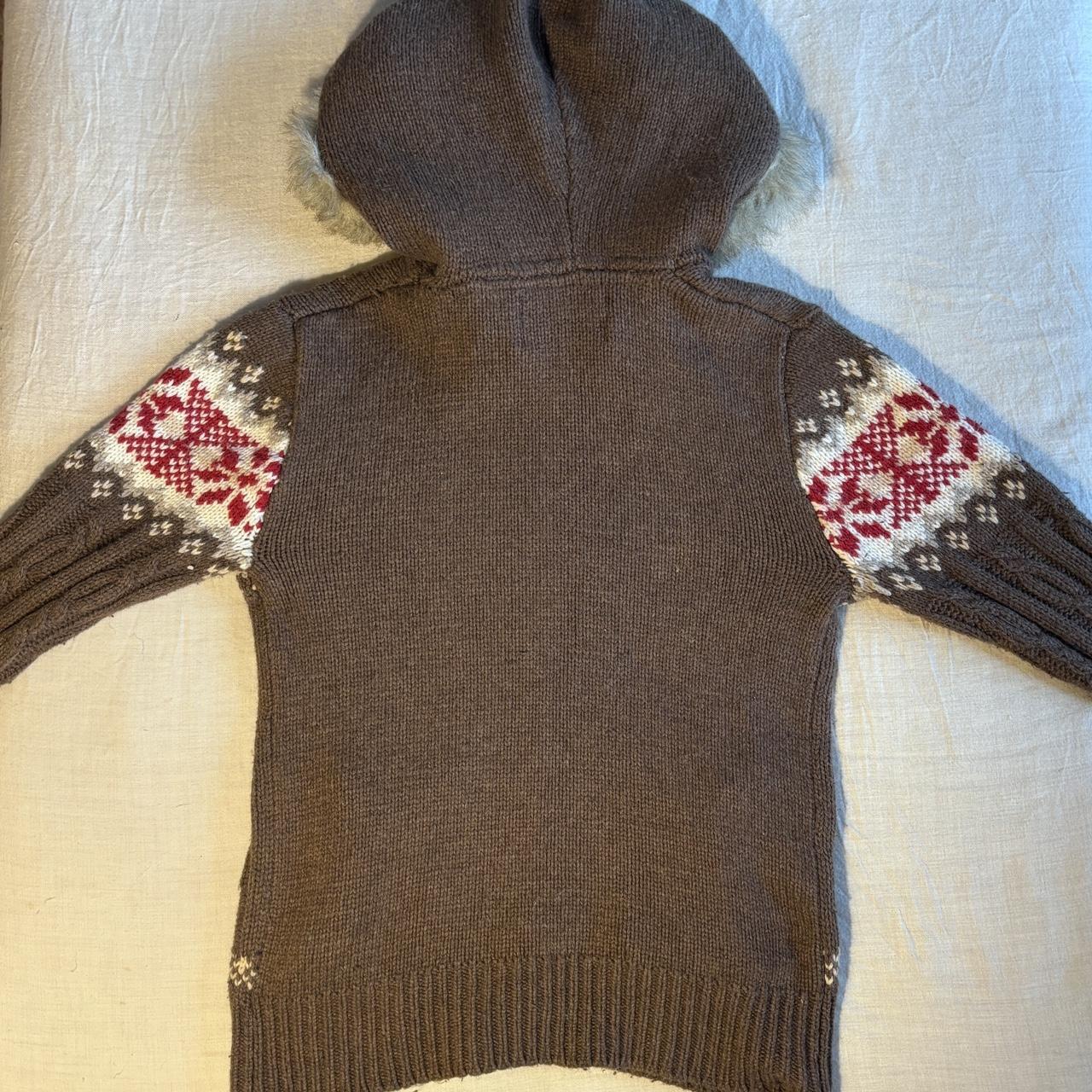 Brown Aeropostale Knit Fur Trim Zip Up ULTRA RARE... - Depop