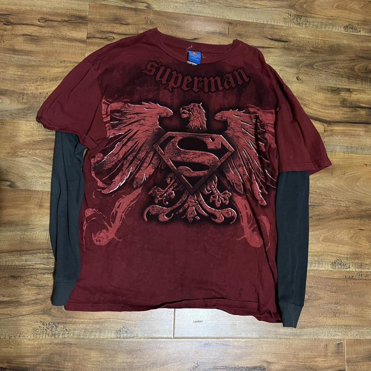 Vintage Superman southpole style y2k long sleeve... - Depop