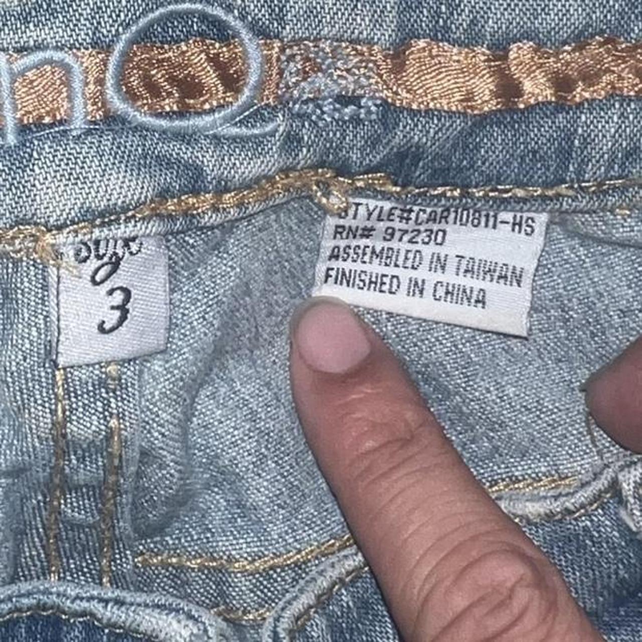 Flared miss me style y2k flared vintage blue boho... | Depop