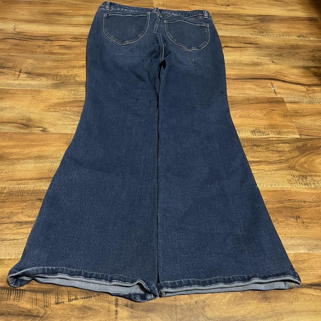 Flared miss me style y2k flared vintage blue boho... | Depop