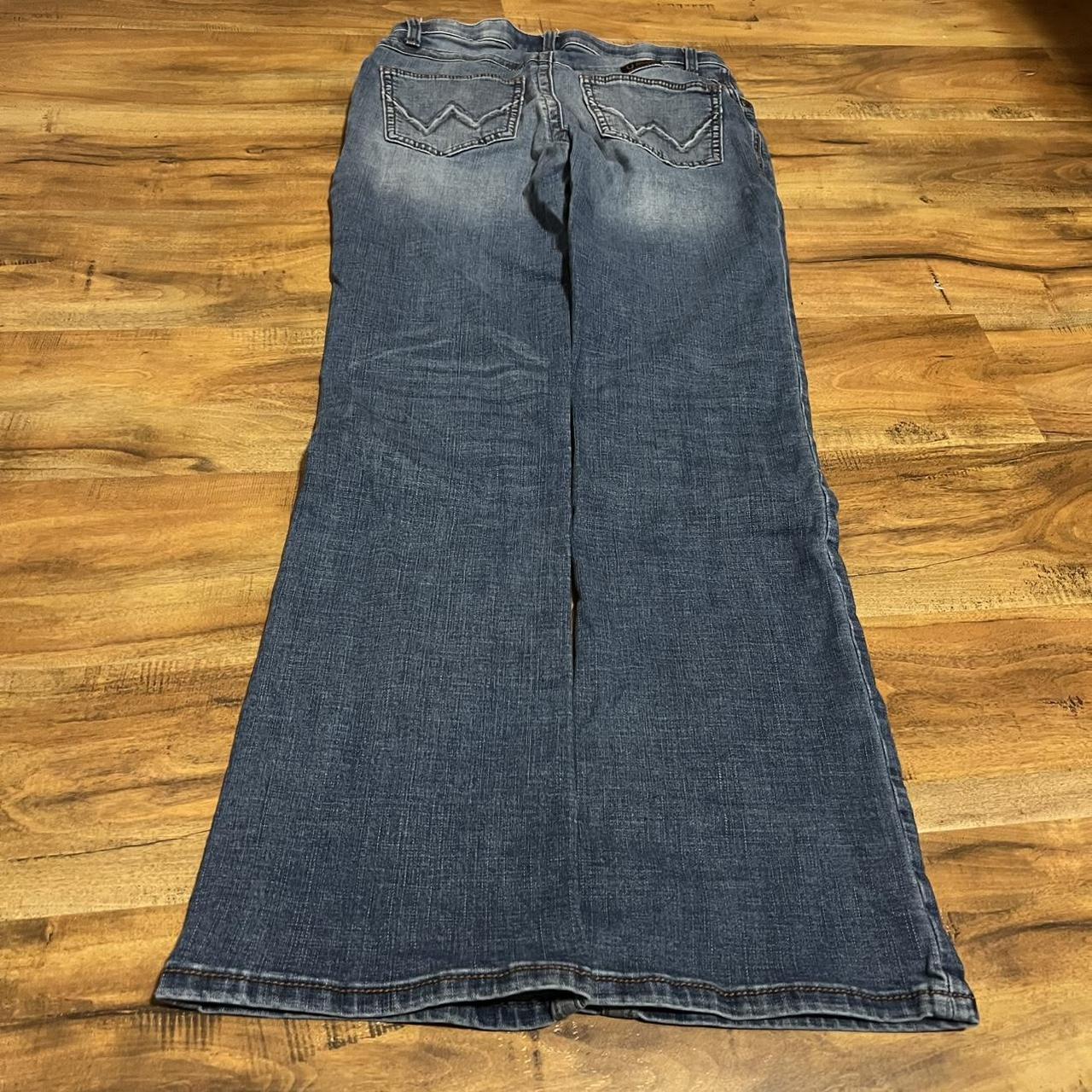 Flared miss me style y2k flared vintage blue boho... | Depop