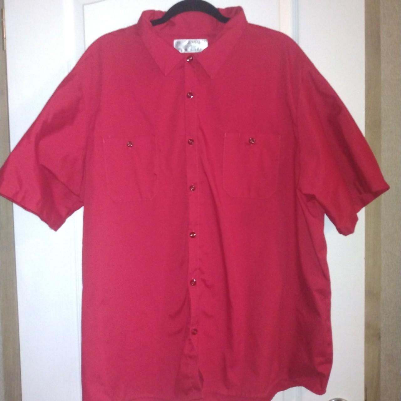 Aramark men's work button up shirt Sz. 2X red.... - Depop