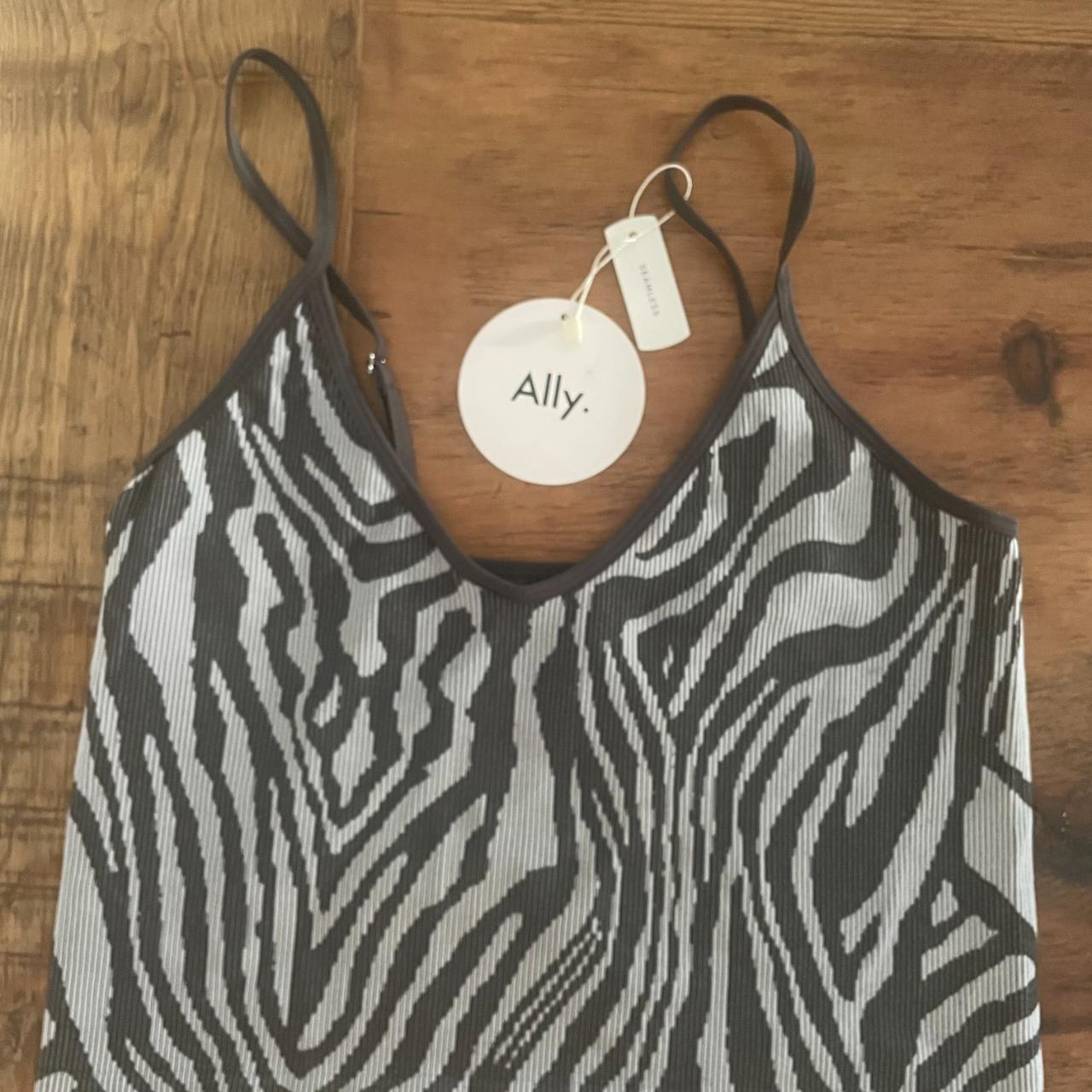 ALLY, Grey Zebra Tank/Singlet Top Size L (12) Brand... - Depop