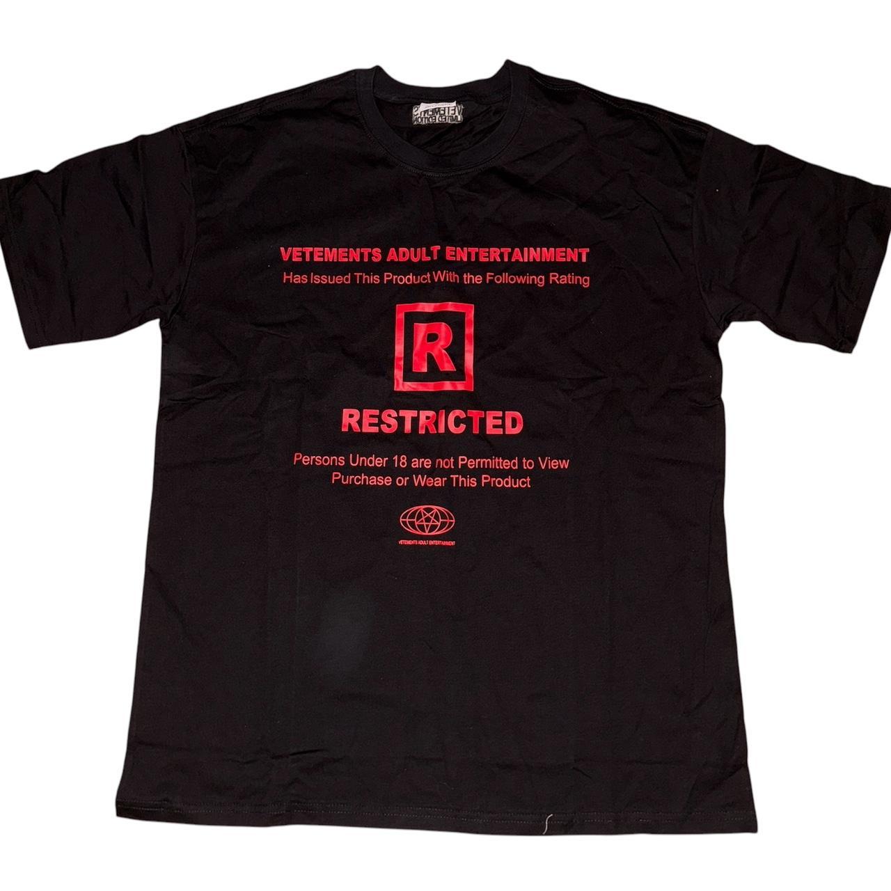 Vetements Restricted 18+ T-Shirt Size... | Depop