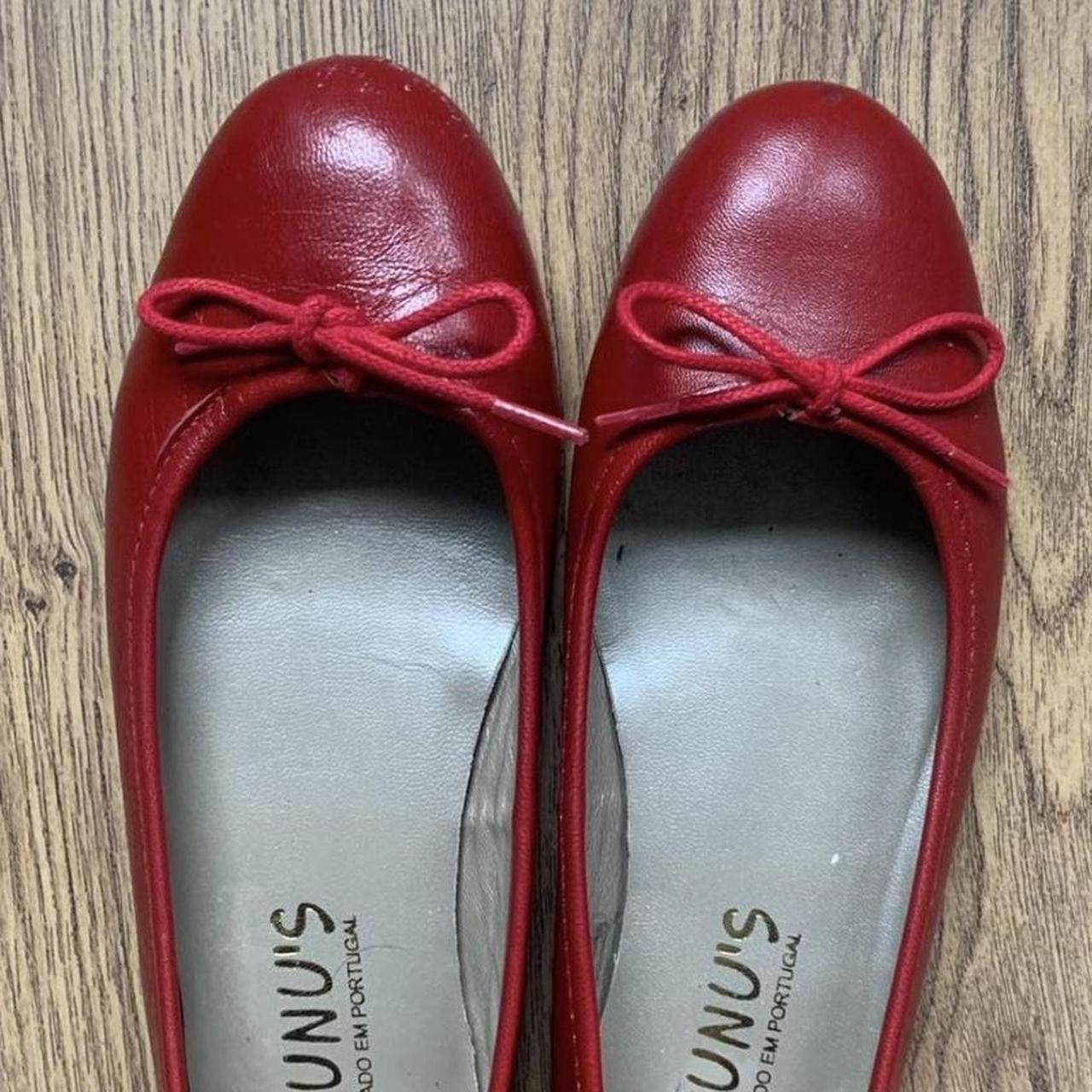 Red leather ballet flats Size EU 36 - UK 3 Slight... - Depop