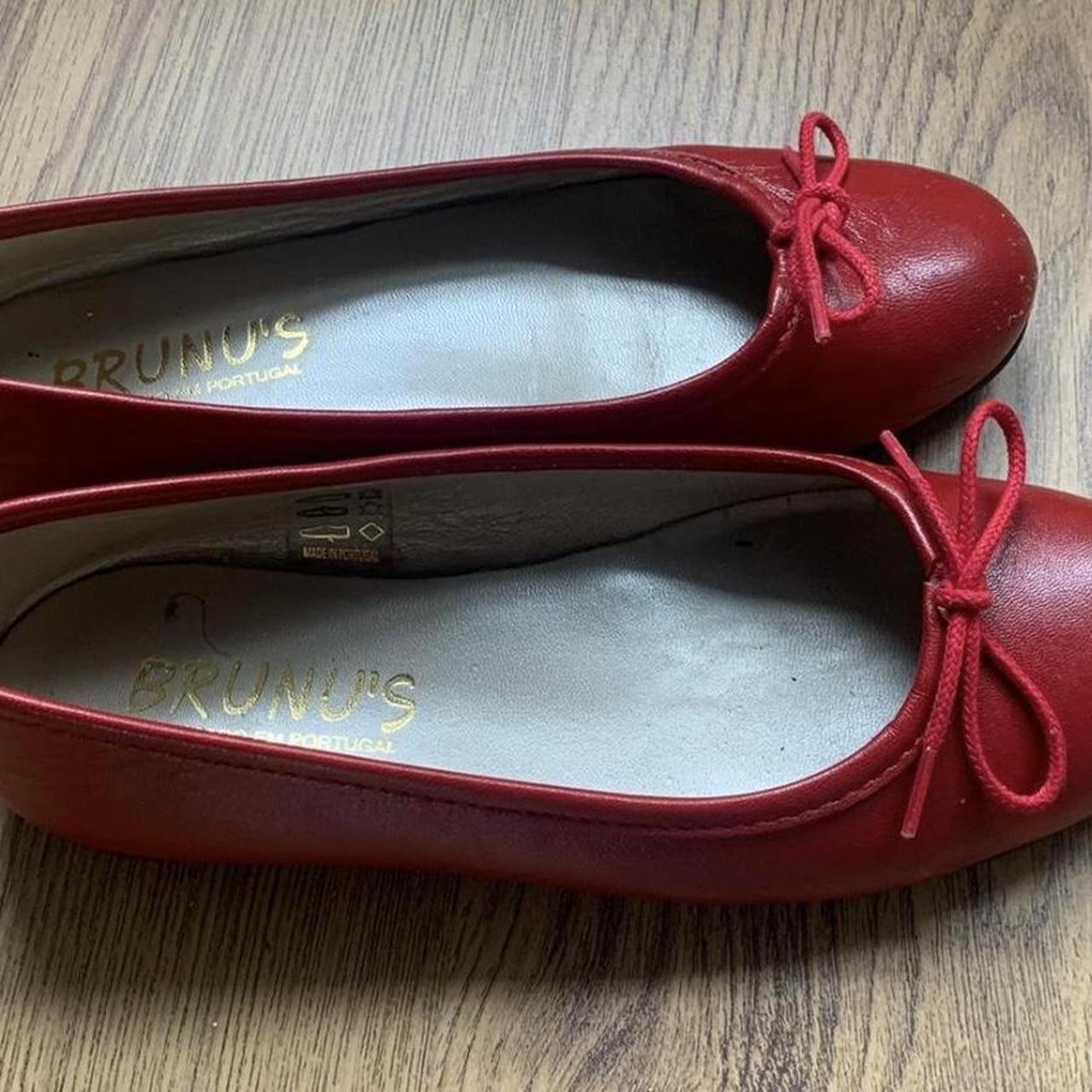 Red leather ballet flats Size EU 36 - UK 3 Slight... - Depop