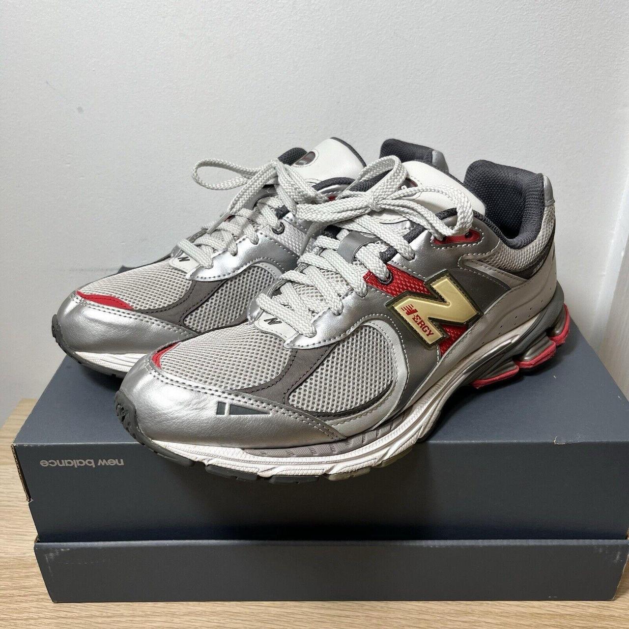 New Balance 2002R Silver Metallic Team Red - Mens... - Depop