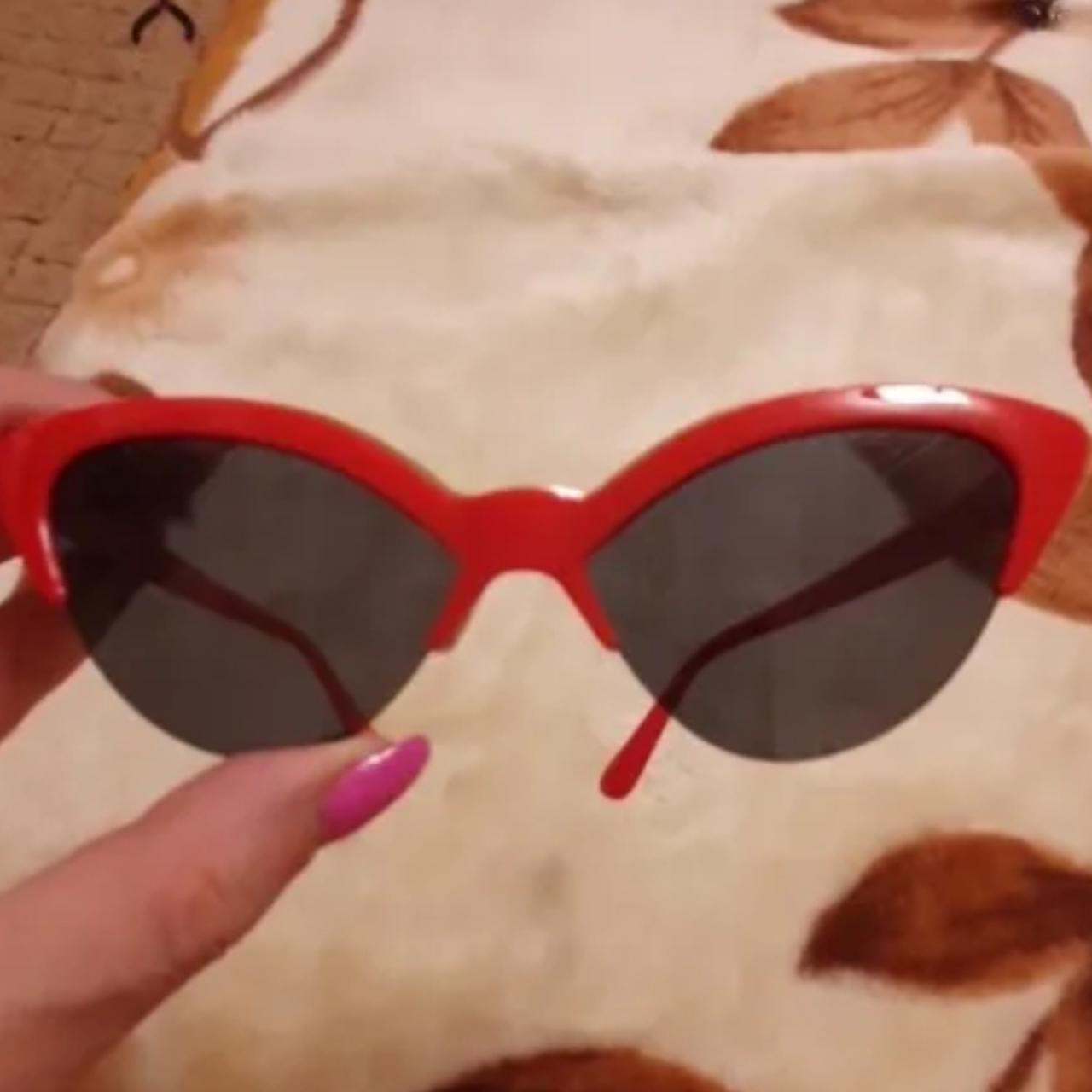 Designer Luxury Vrand Red Cateye Glasses for Women - Depop