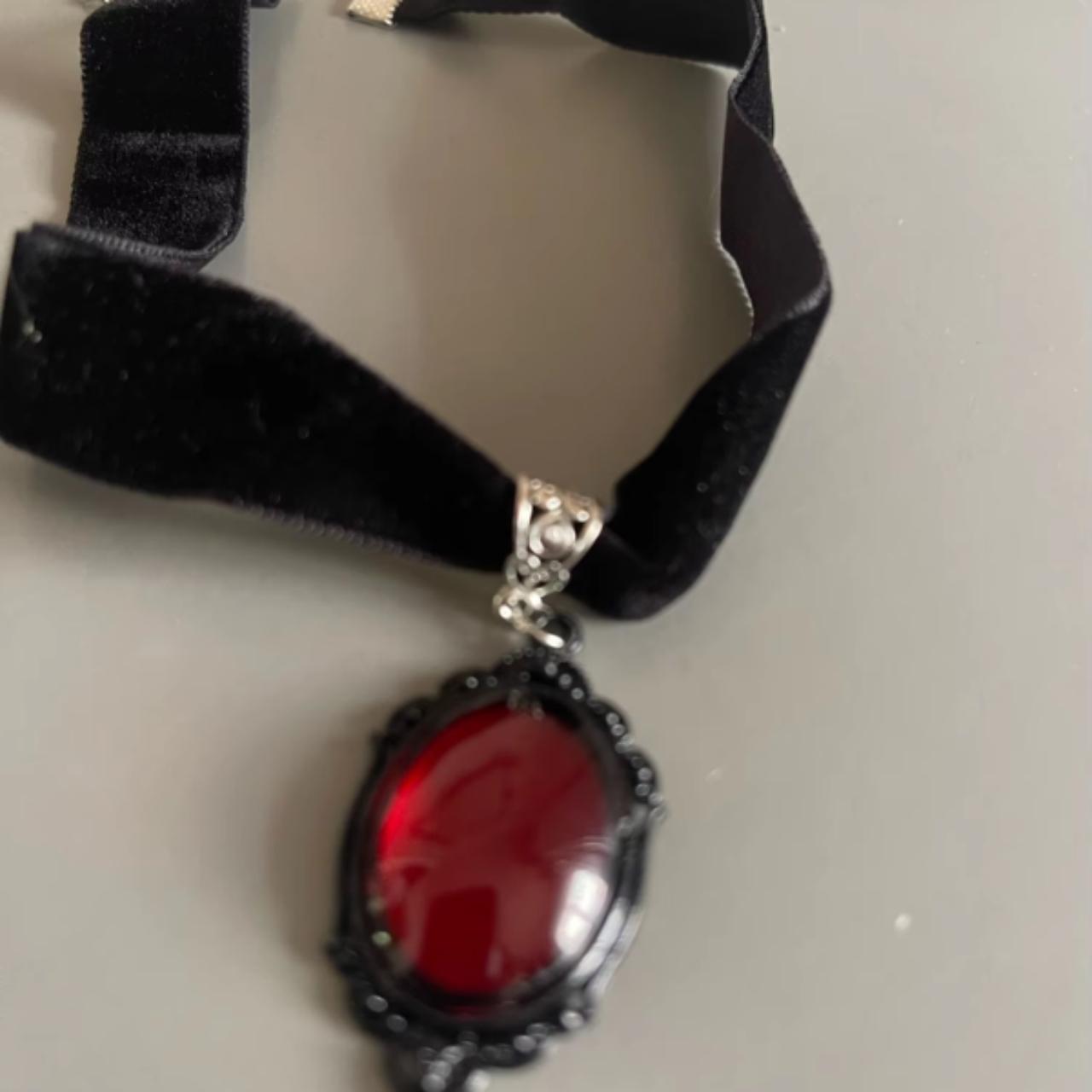 Gothic Vampire Pendant Choker Velvet Necklace - Depop