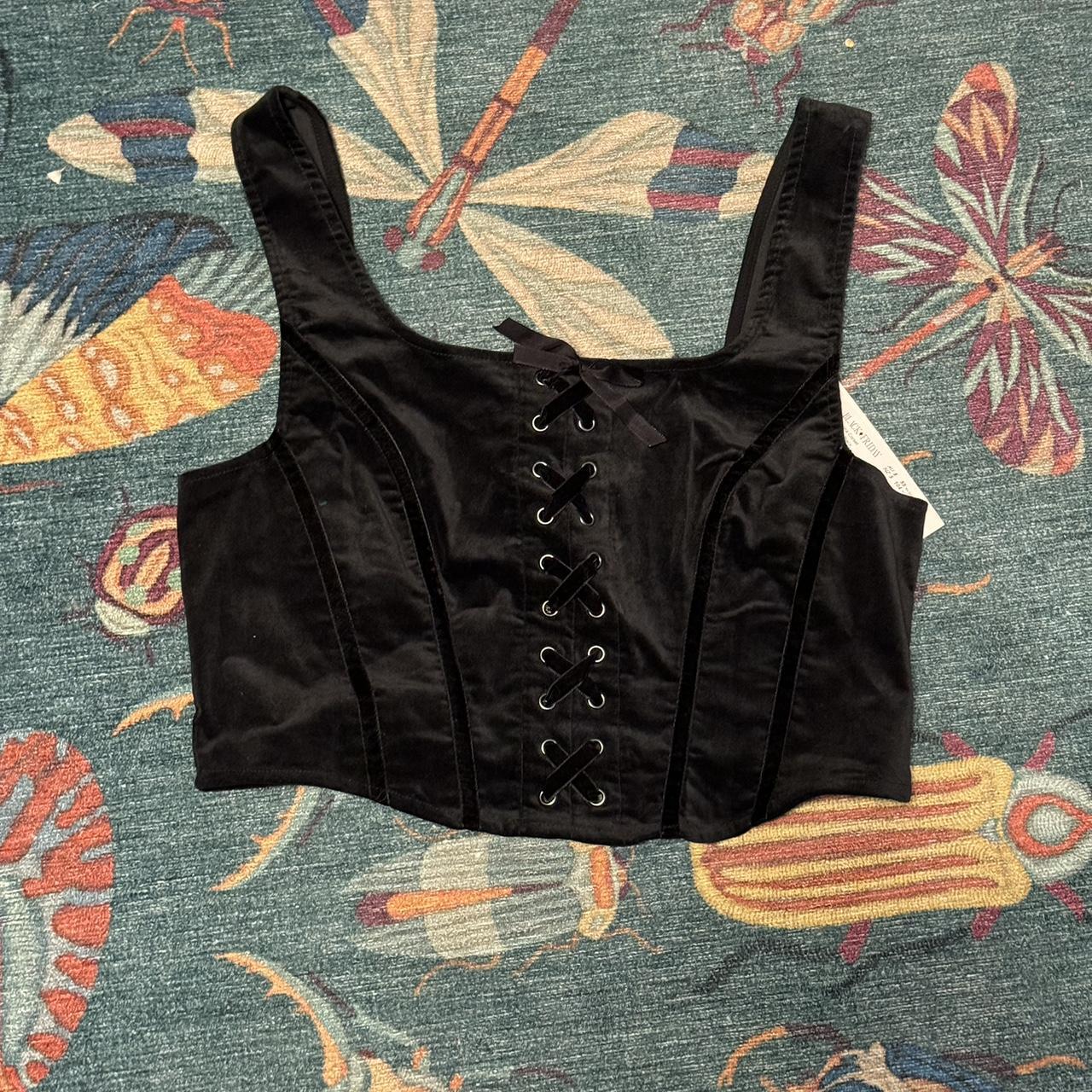 Dangerfield Corset Top Black And Velvety Depop