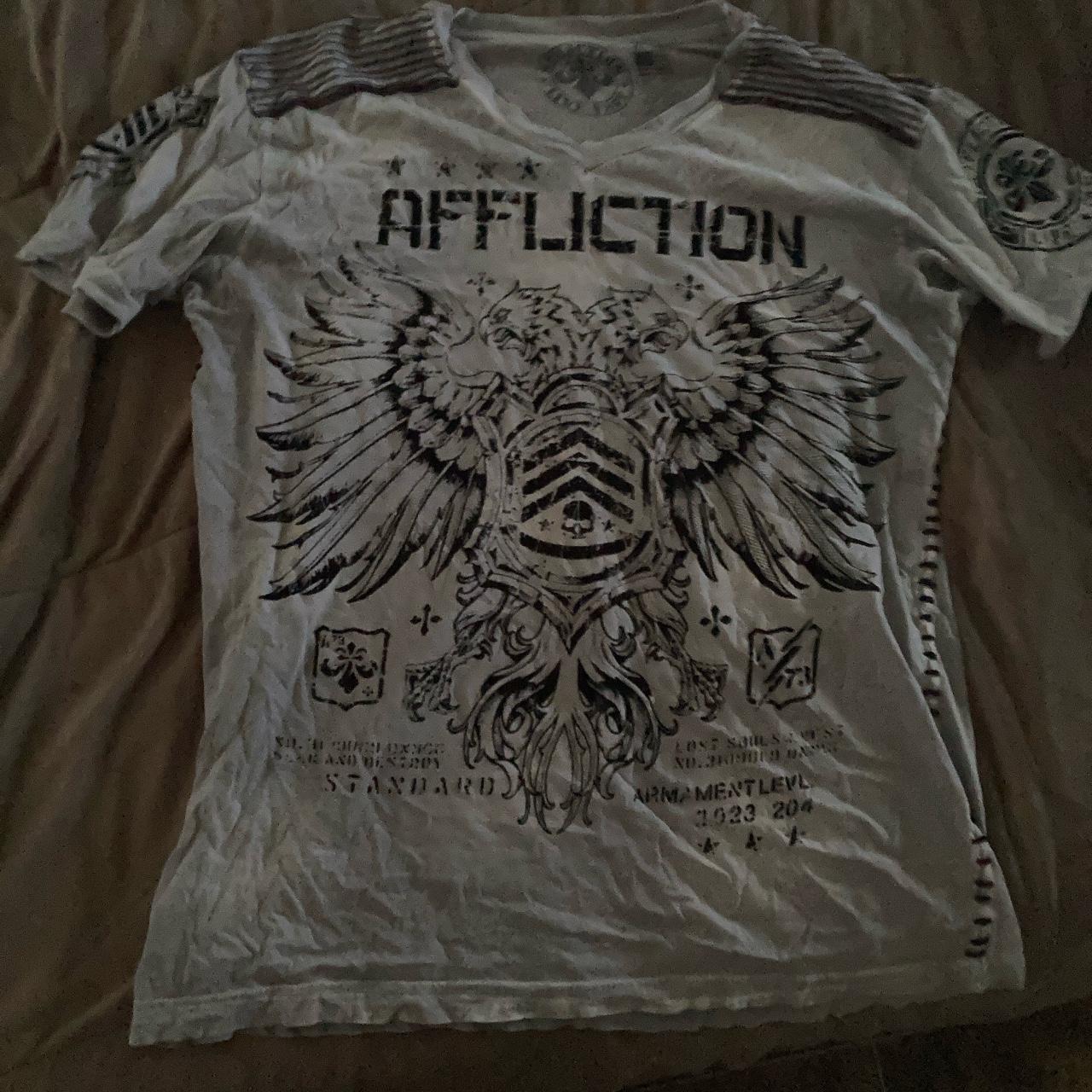 Affliction T-Shirt Grey - Depop